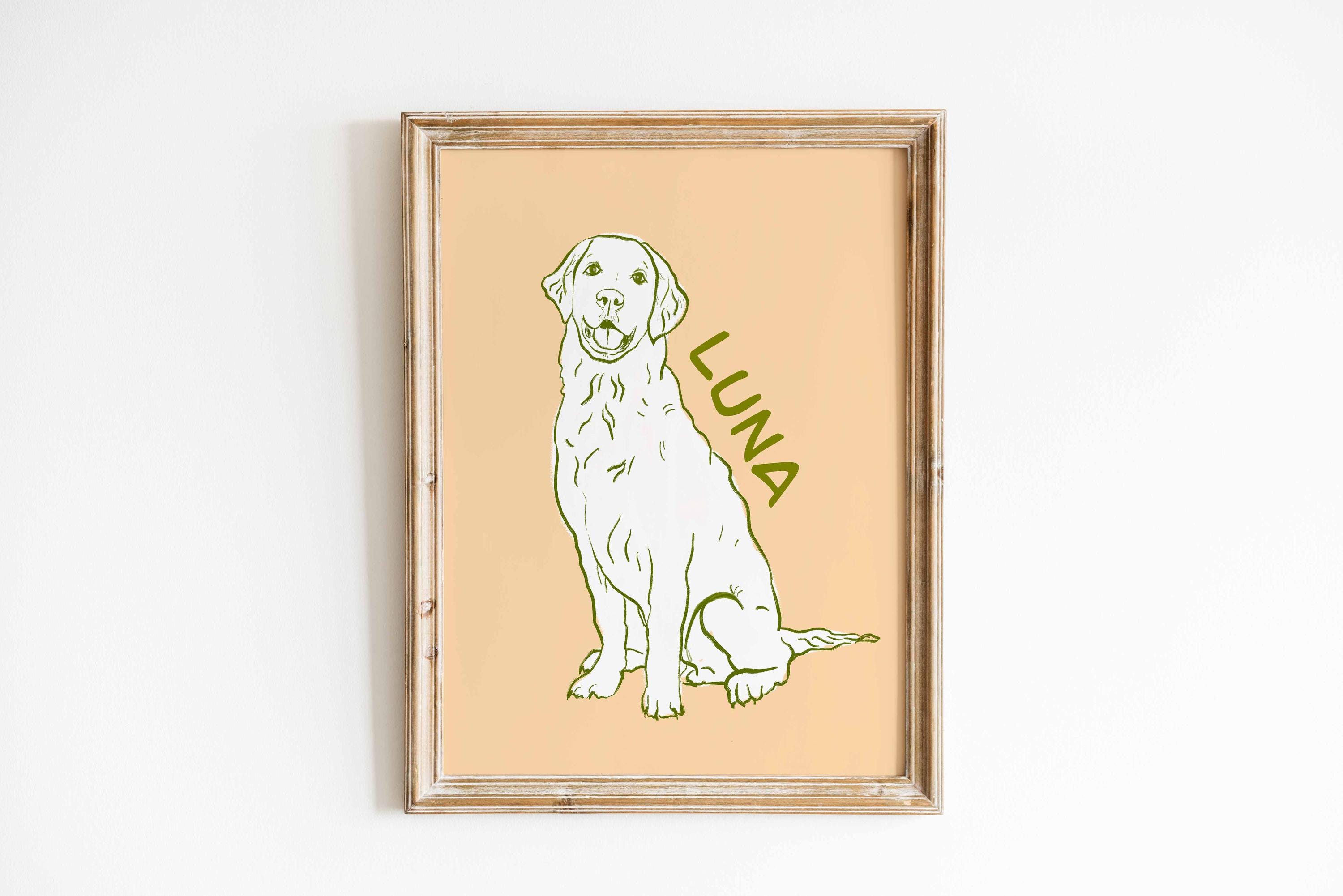 Minimalist Custom Pet Portrait: Hand-drawn Colorful Dog Art (digital ...