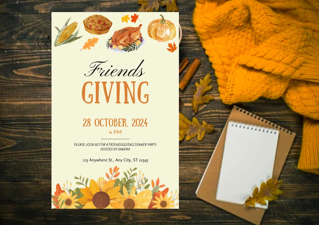 Editable Friendsgiving Invitation, Text Invitation, Fall-themed ...