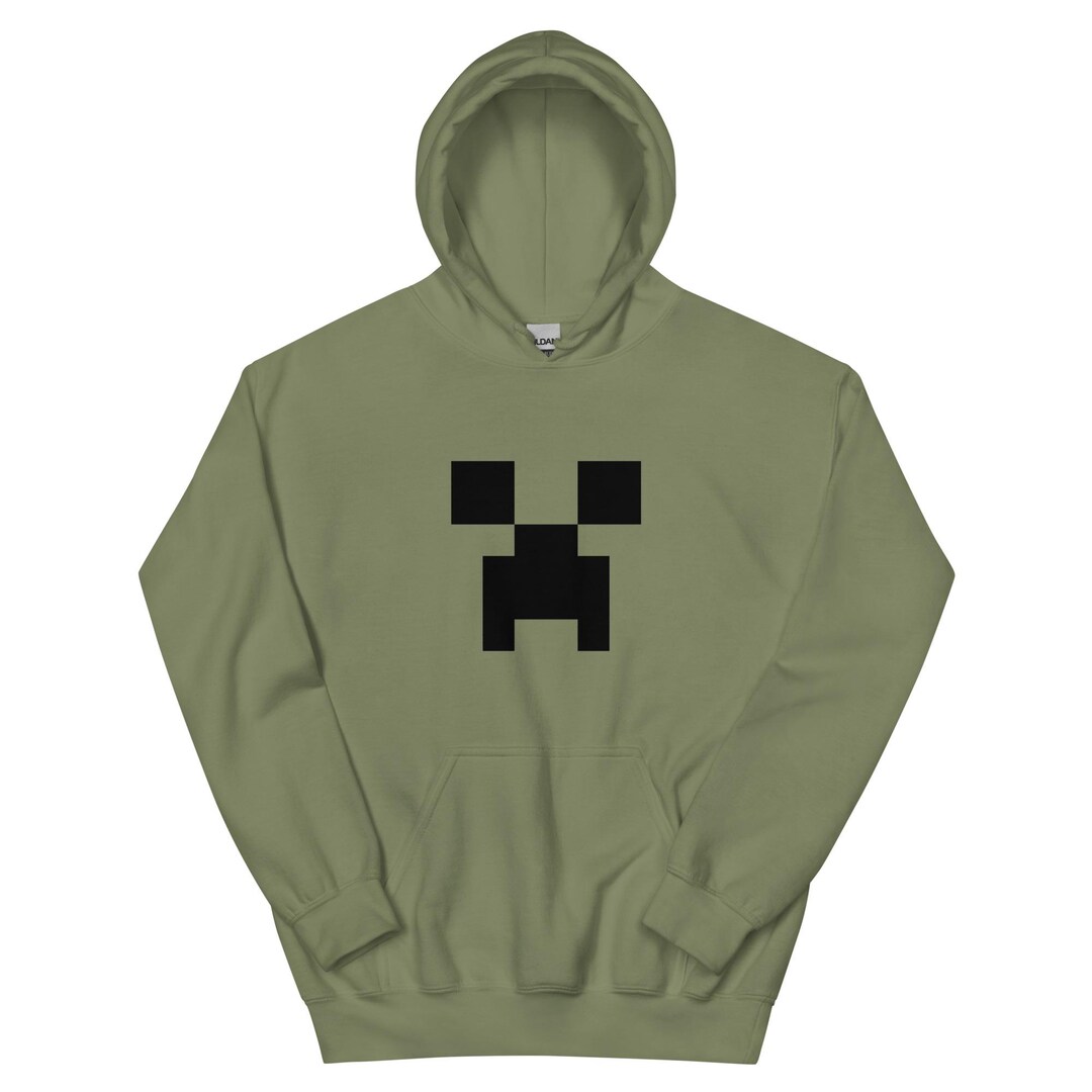 Minecraft Creeper Face Unisex Hoodie. Military Green, White, Irish ...