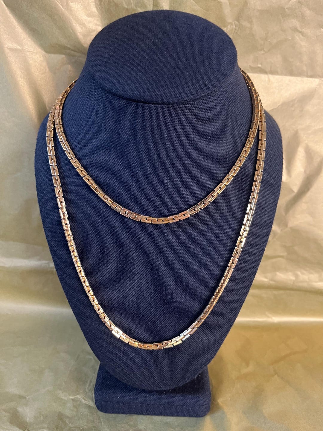 1970s Monet Gold Tone Rectangular Box Chain Necklace 36” - Etsy