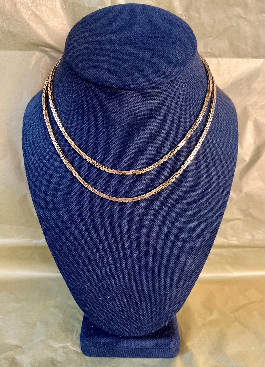 1970s Monet Gold Tone Rectangular Box Link Chain With Lobster Clasp 29 ...