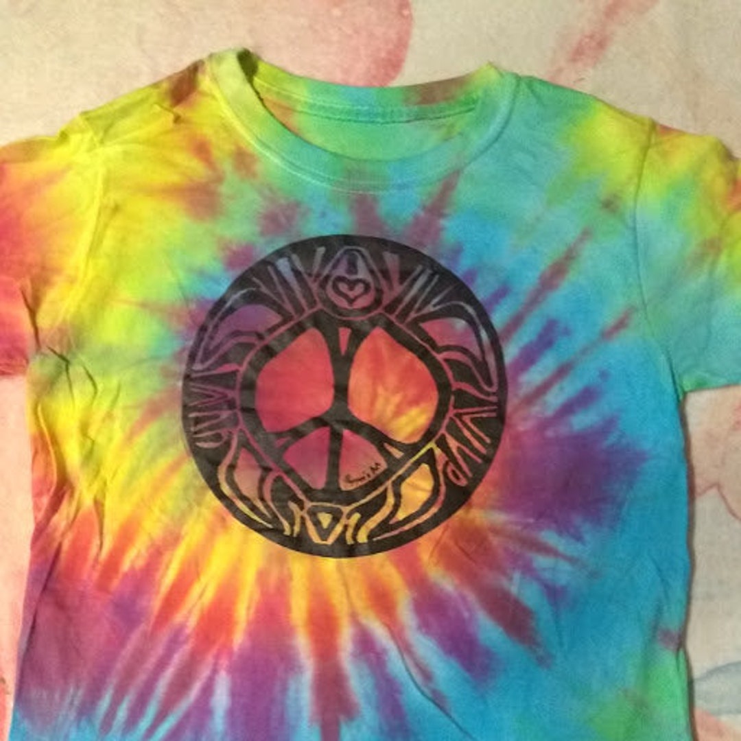 I Love Peace Turtle T, Hand Tie Dye Tshirt for Adults, Original Art by ...