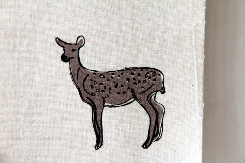 Screenprint / Linocut Print 5 X 7 Oh Deer Fabric Print Tan - Etsy