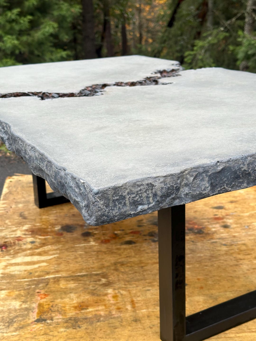 Unique Handmade Light Gray Concrete Coffee Table With Crack Detail - Etsy