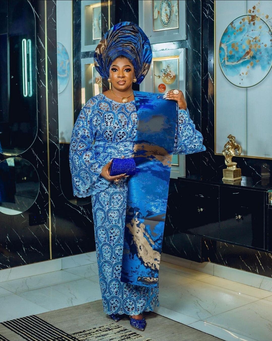 Aso Ebi Wedding Guest, Exquisite Complete Iro & Buba Set ,nigerian Style Dress, Rich Auntie ...