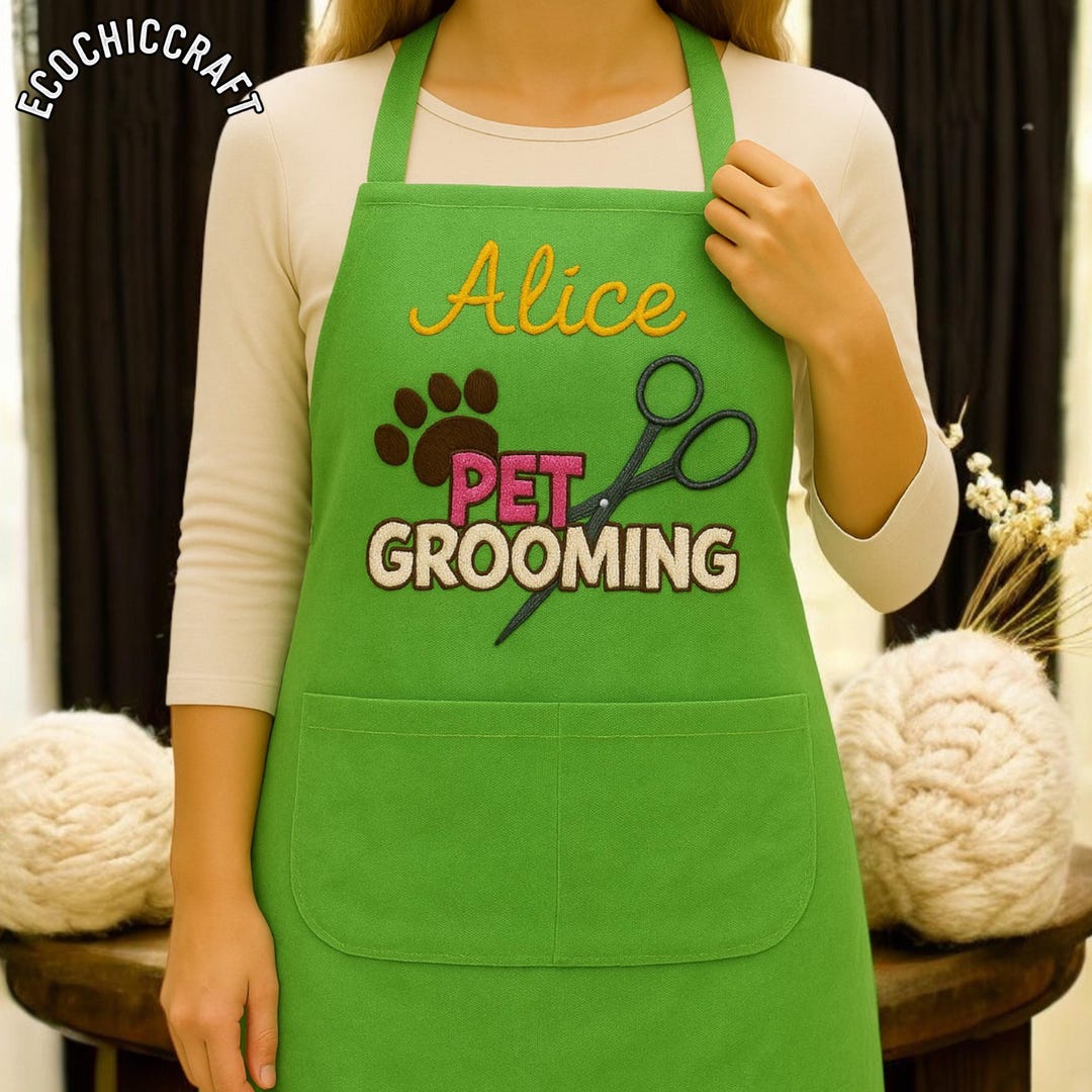 Embroidered Pet Groomer Apron, Dog Grooming Apron, Professional Groomer ...