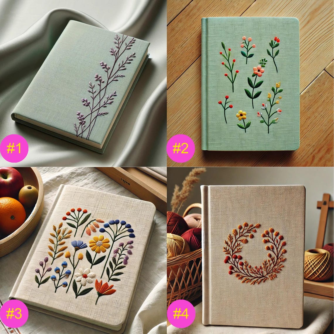 Custom Hand Embroidered Fabric Notebook Personalized Journal With Daisy ...