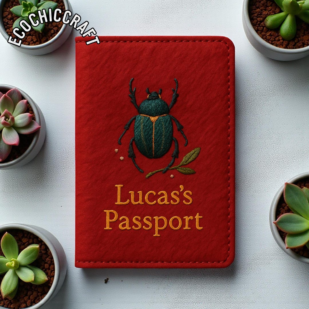 Hand Embroidered Passport Cover, Insect Design Travel Wallet, Butterfly ...