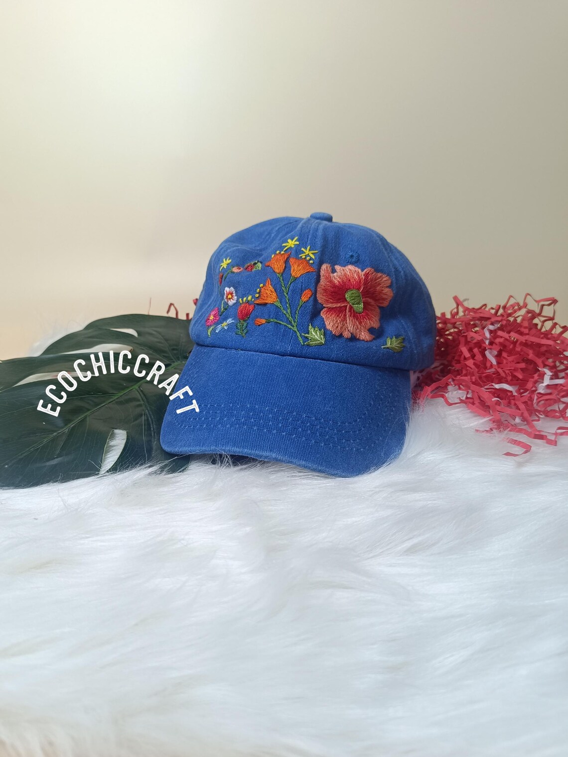 Personalized Name Hand Embroidered Hat, Wildflower Branch Embroidered ...