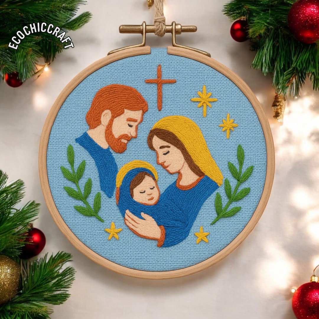 Embroidered Jesus Design, Nativity Hoop, Christian Christmas Decoration ...
