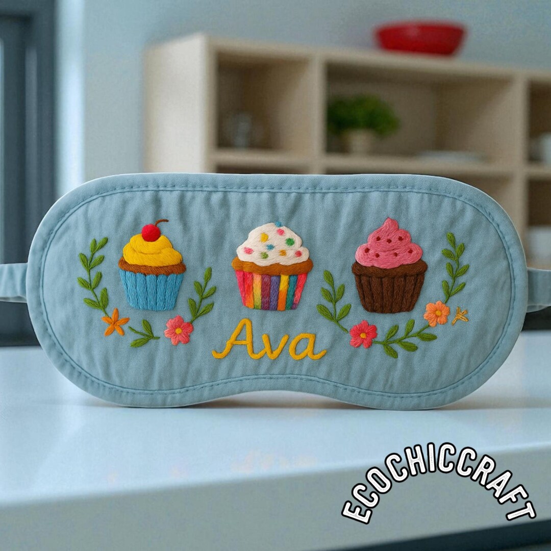 Food Hand-embroidered Sleeping Mask – Soft Handmade Eye Cover With ...