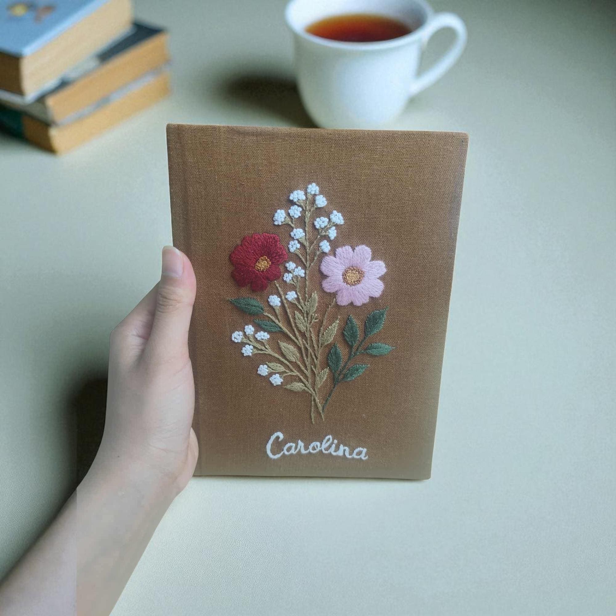 Personalized Daisy Journal A5 – Hand Embroidered Notebook – Floral ...