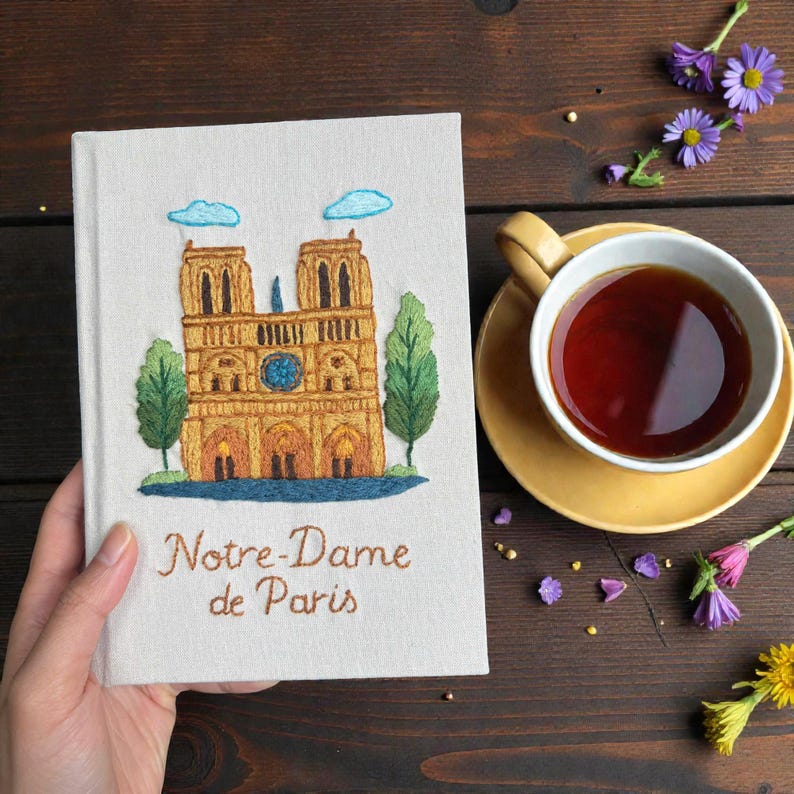 Hand Embroidered French Culture Notebook, Parisian Food Journal, Scenic ...