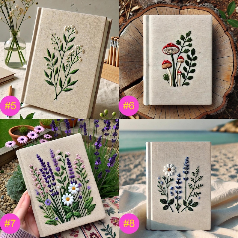 Custom Hand Embroidered Fabric Notebook Personalized Journal With Daisy ...