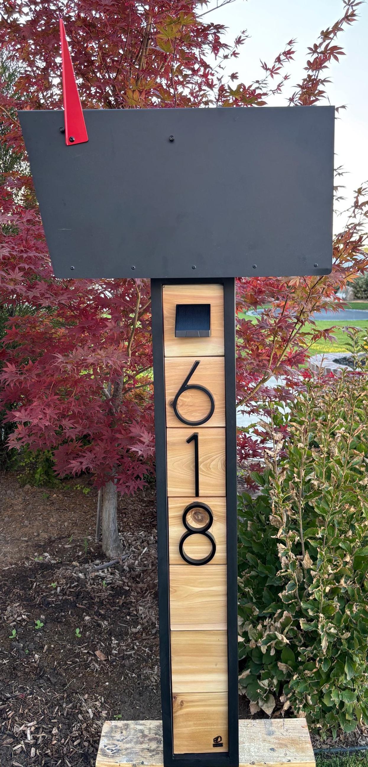 Handmade Mailbox Modern Post, Cedar Wood, Customizable, ANGLED Mailbox ...