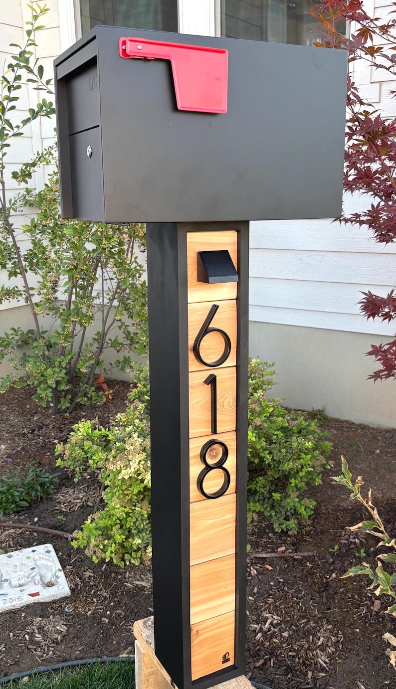 Handmade Mailbox Modern Post, Cedar Wood, Customizable, ANGLED Mailbox ...