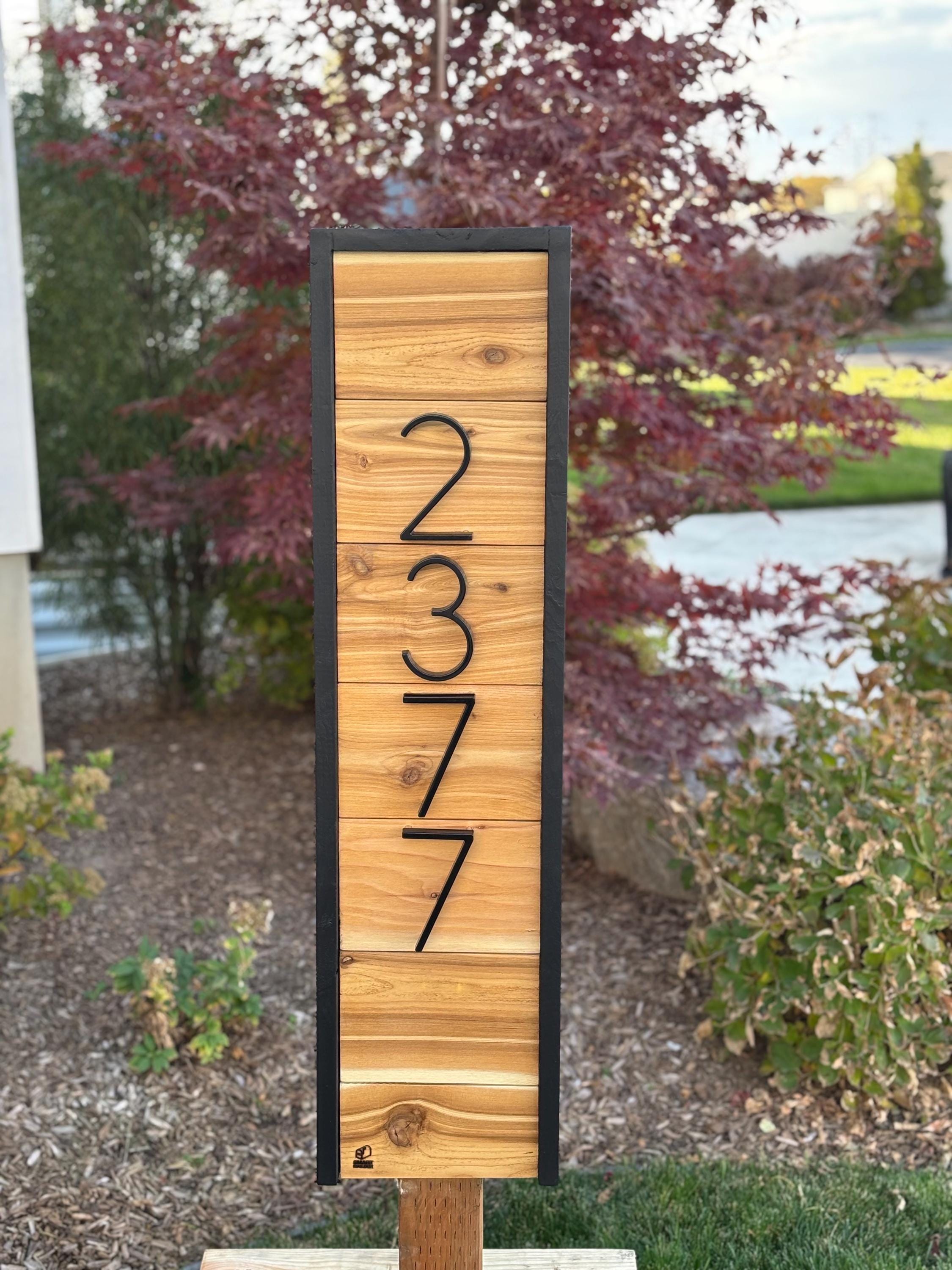 Address Sign Post, Address Post, Cedar Address Post, Midcentury Modern ...