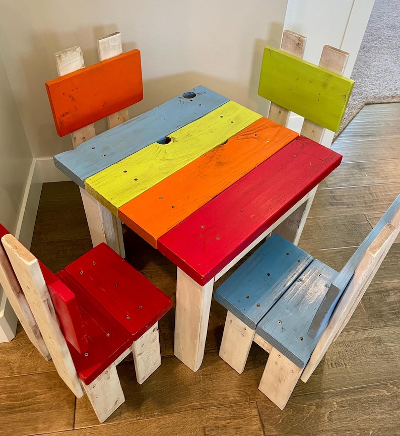 Kids Table, Custom Wood Table, Playroom Table, Kids Table and Chairs ...