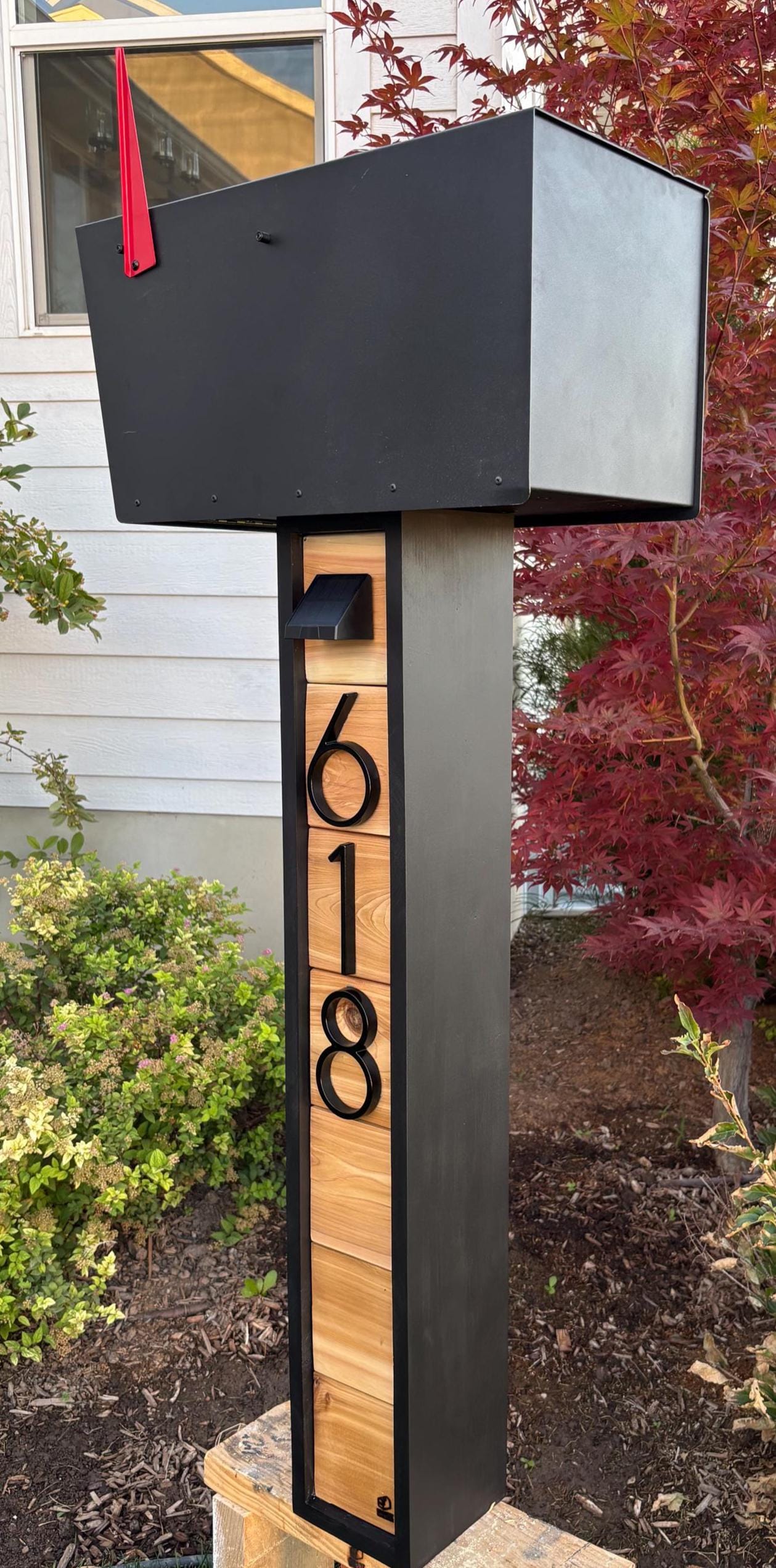 Handmade Mailbox Modern Post, Cedar Wood, Customizable, ANGLED Mailbox ...