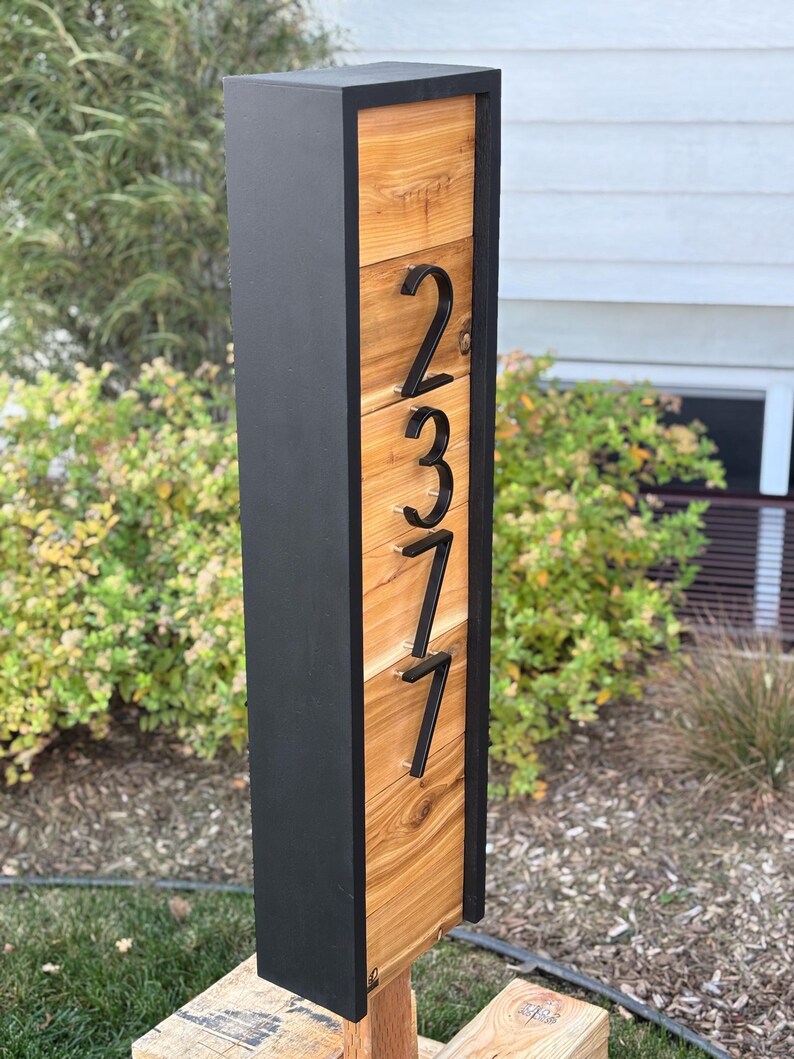 Address Sign Post, Address Post, Cedar Address Post, Midcentury Modern ...