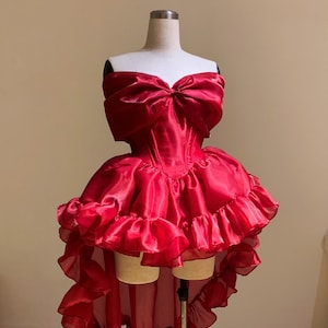 Red Organza Dress / Formal Dress / Red Valentine Dress / Corset Prom ...
