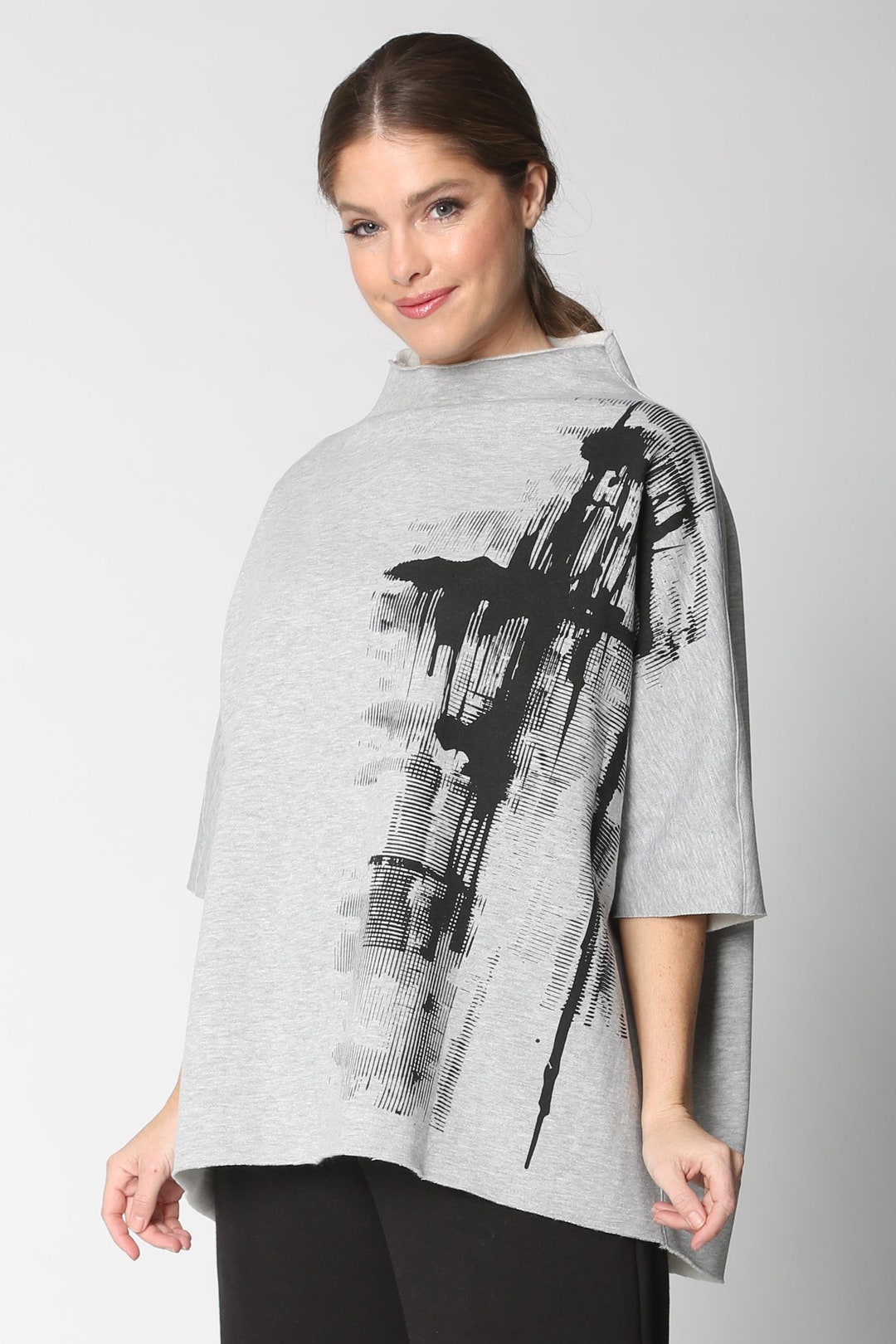 Women’s Cozy Fleece Funnel Neck Capelet With Raw Hem and Rolled Edges ...