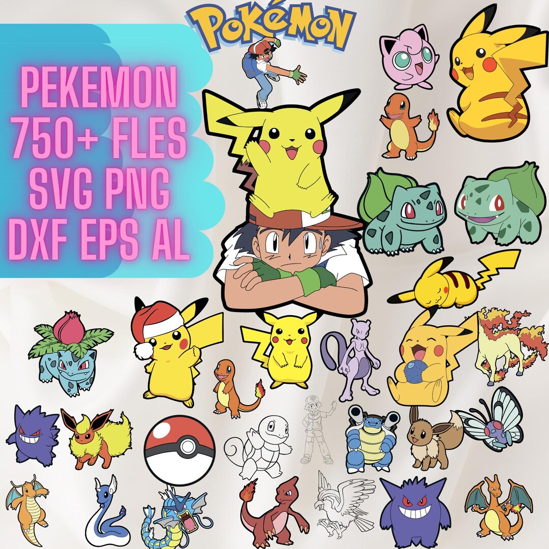 Pokemon SVG Bundle, Pokemon Font Svg, Pikachu Svg Files for Cricut and ...