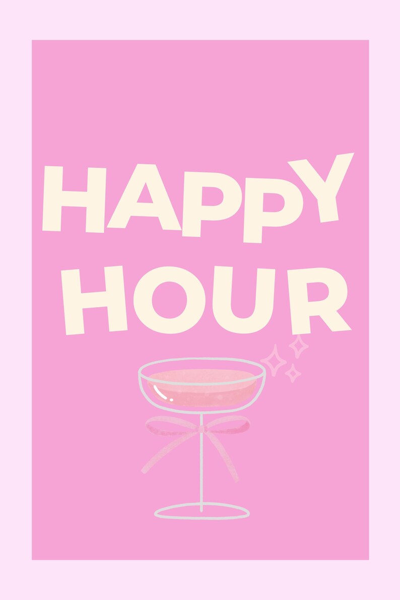 Happy Hour Pink Drink Digital Print - Etsy