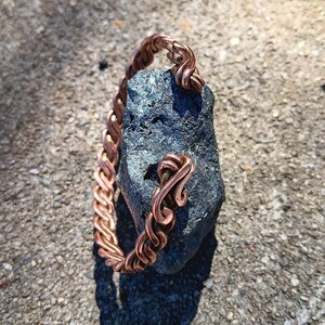 Men's COPPER BRACELET, Thick Braided Hammered Wire, Large Adjustable Wrist Cuff, Arthritis Band ...