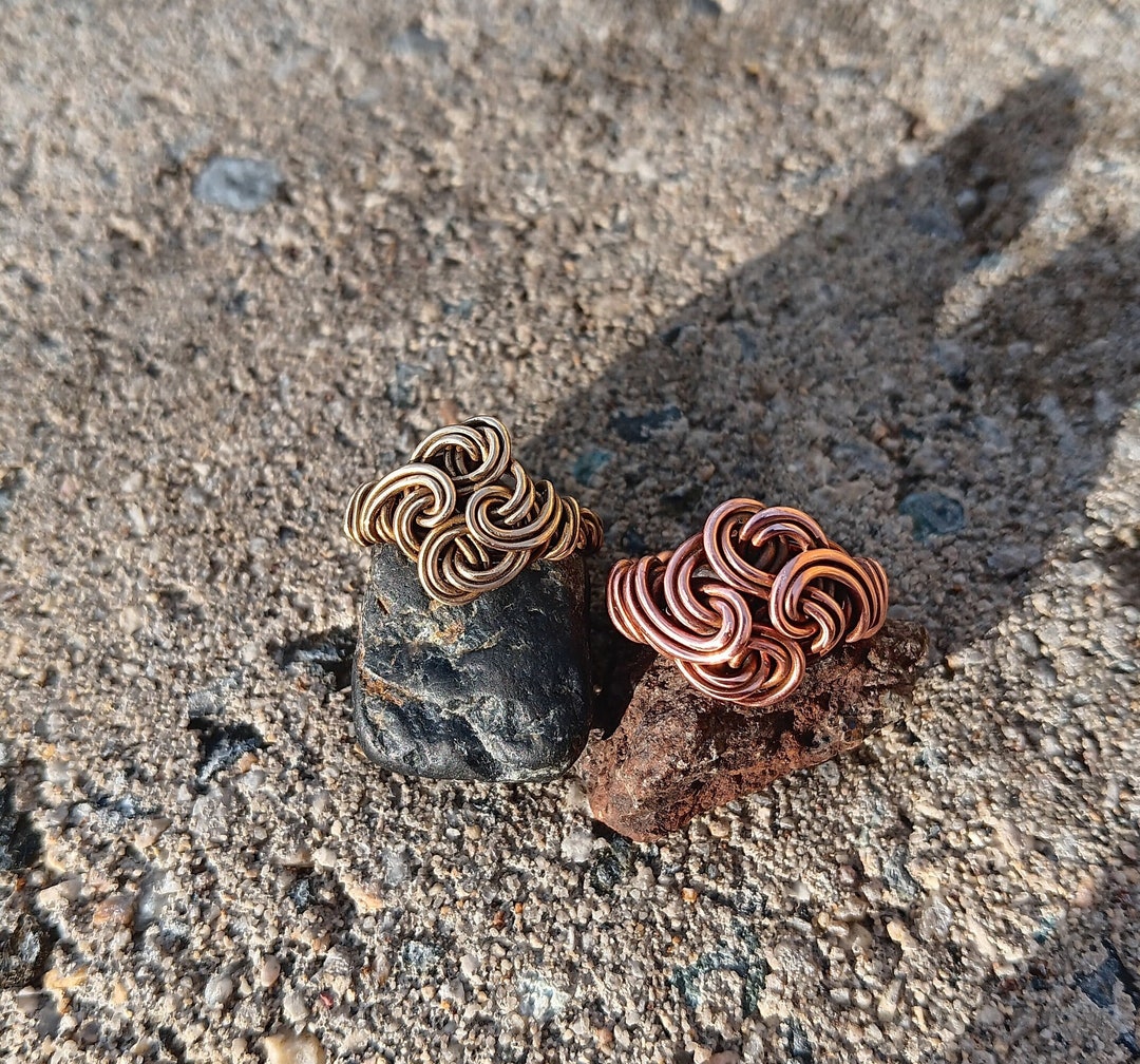 Brass Knot Ring, Men Women & Couples Handfast, Brass Gold Copper Band ...