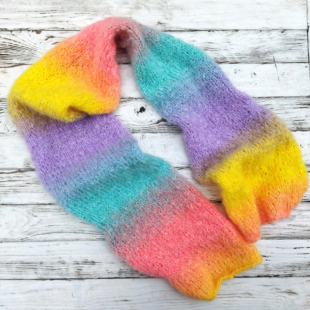 LGBTQ Pride Scarf Hand-knit Ombre Mohair Scarf Cozy Winter Accessory ...