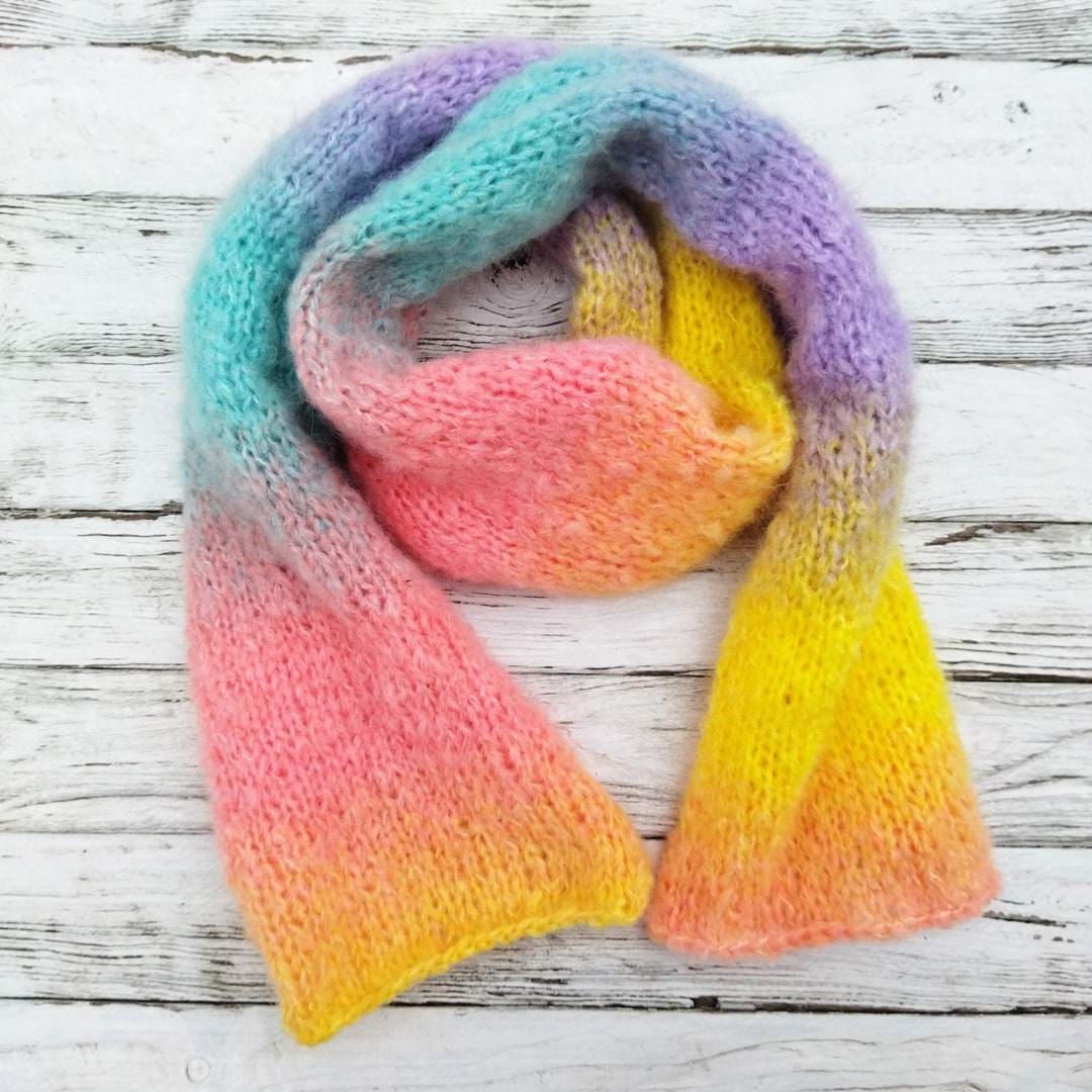 Easy Mohair Ombre Scarf Knitting Pattern (PDF) - Etsy