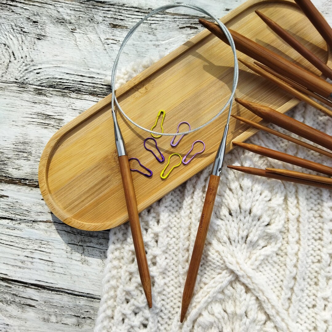 Bamboo Circular Knitting Needles 80cm (3mm-10mm) – Wooden Knitting ...