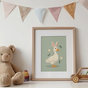 Easter Bunny Duck Wall Art Easter Prints Minimalist Easter Art Funny ...