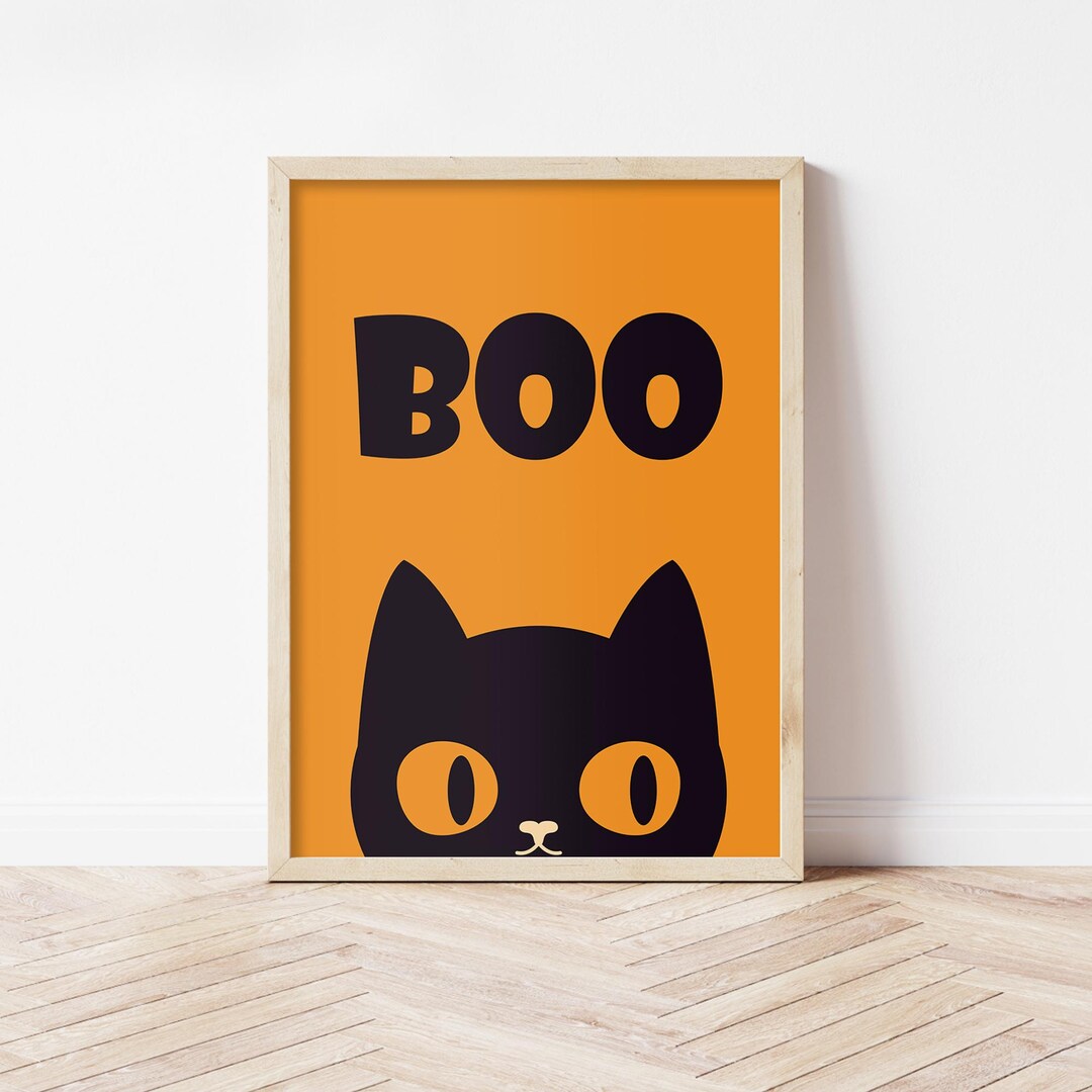 Funny Black Cat Halloween Poster: Spooky Home Decor (digital Download ...