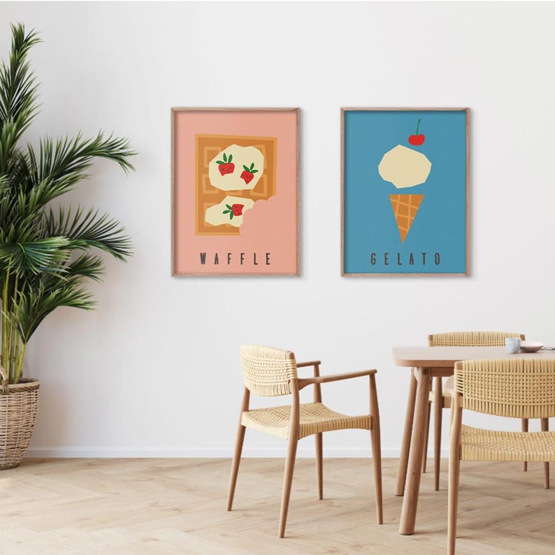 Gelato Poster Italian Ice Cream Wall Art Kitchen Print Vintage Dessert ...