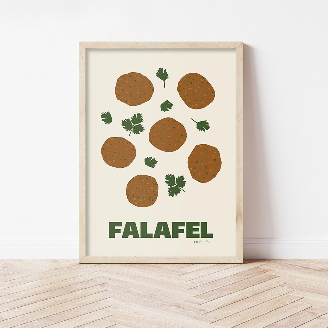 Falafel Art Print - Minimal Food Poster for Kitchen & Dining Room Decor ...