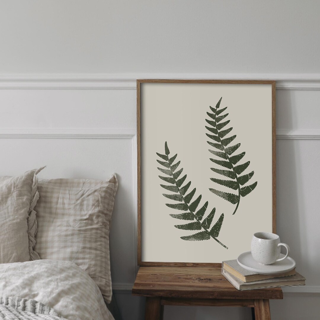 Botanical Print Fern Leaf, Minimalist Greenery Art, Fern Wall Art, Leaf ...