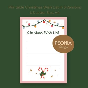 Printable Christmas Wish List, Letter to Santa Printable, HOLIDAY ...