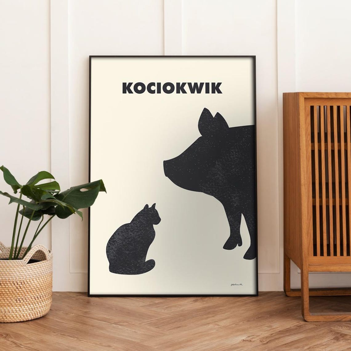 Kociokwik Polish Poster: Funny Pig & Cat Print (digital Download) - Etsy
