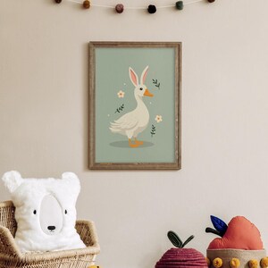 Easter Bunny Duck Wall Art Easter Prints Minimalist Easter Art Funny ...