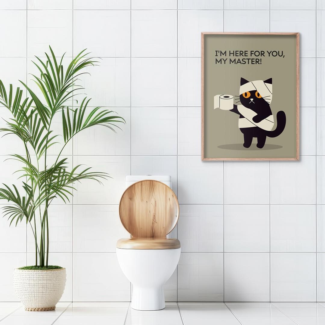 Funny Bathroom Decor, Funny Poster, Toilet Humor, Wall Art, Cat Poster ...