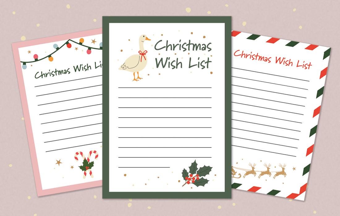 Printable Christmas Wish List: Holiday Letter to Santa (digital ...