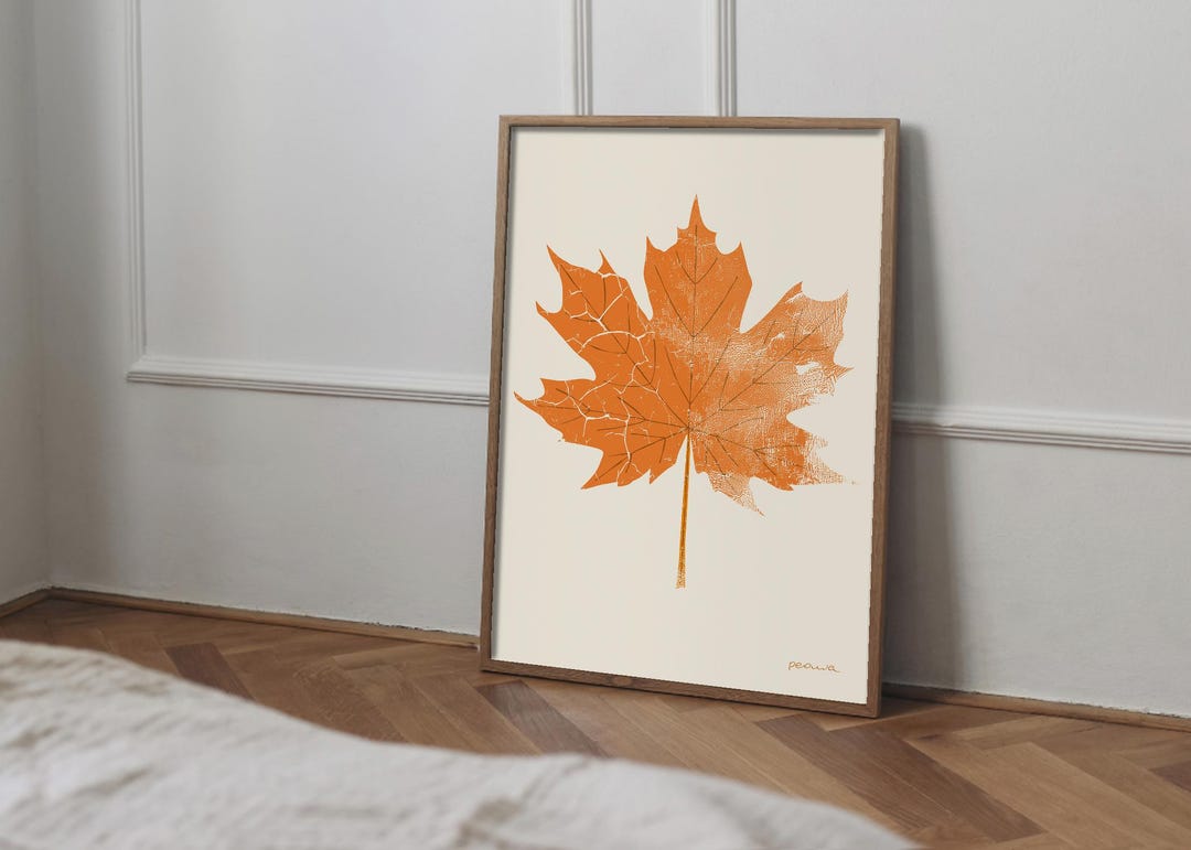 Greenery Print, Maple Leaf Art, Fall Art Print, Leaf Wall Decor ...