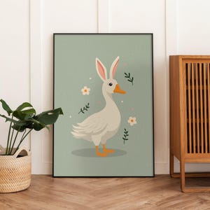 Easter Bunny Duck Wall Art Easter Prints Minimalist Easter Art Funny ...