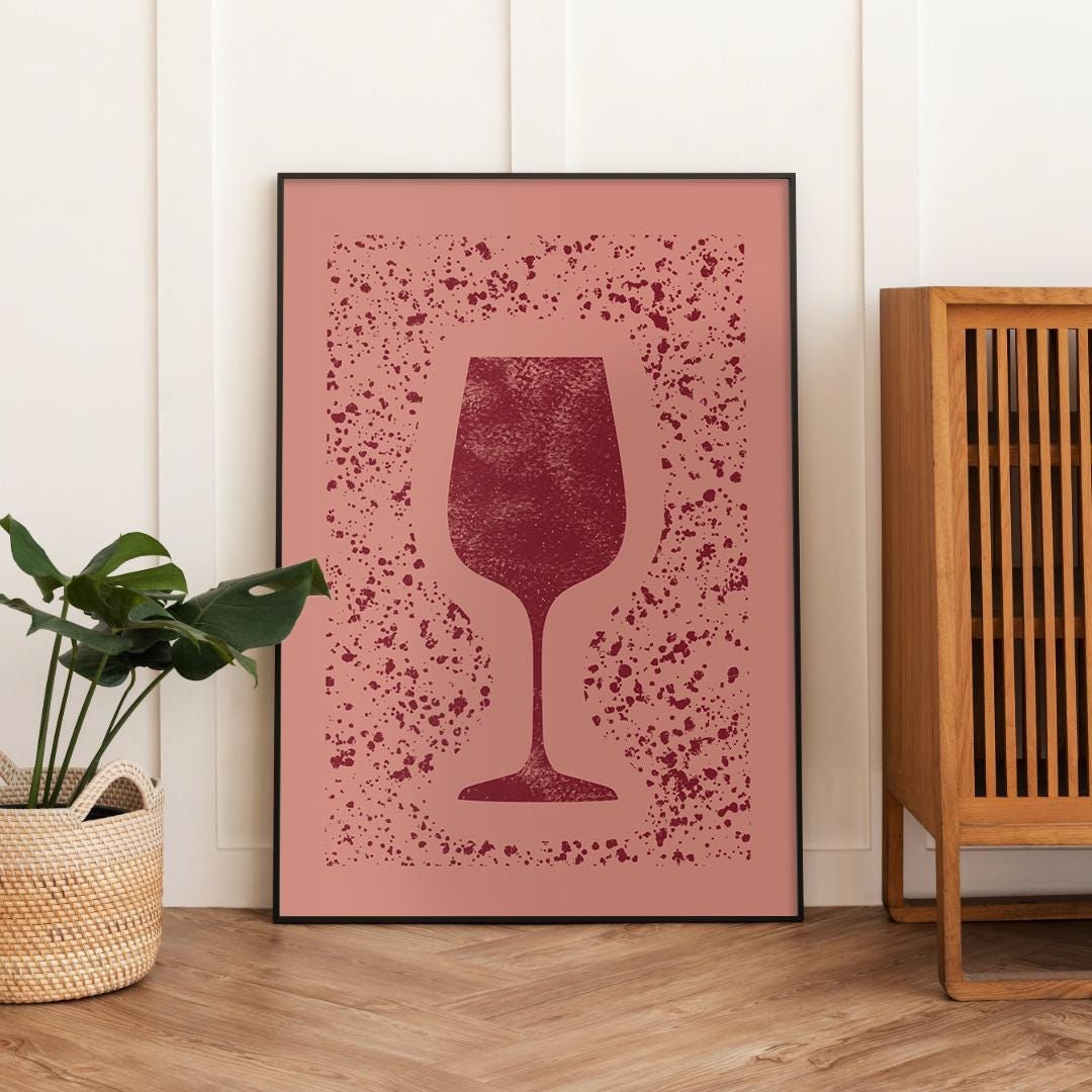 Red Wine Glass Print: Minimalist Kitchen Bar Art (digital Download) - Etsy
