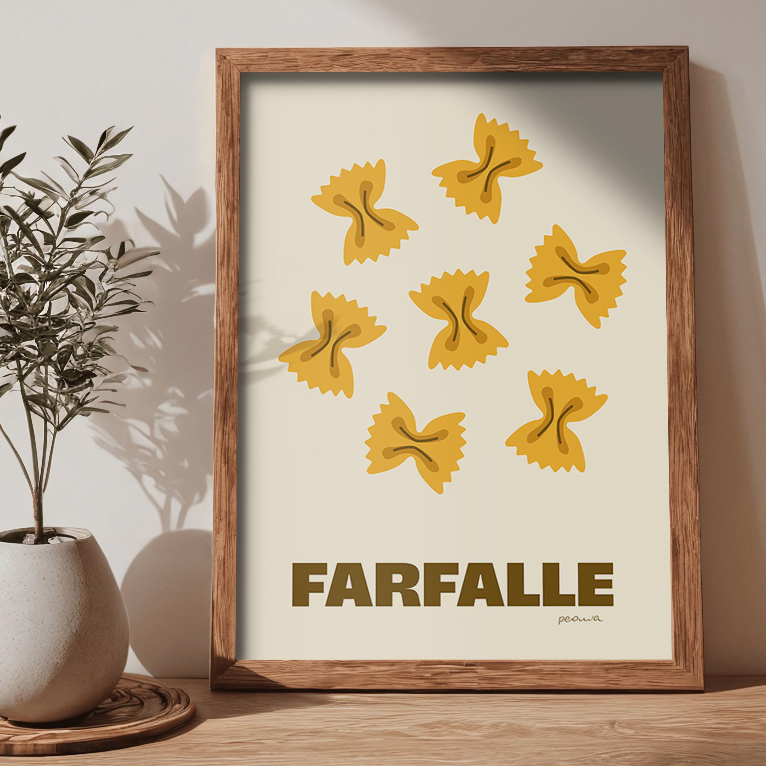 Farfalle Pasta Poster, Italian Kitchen Wall Art, Printable Pasta ...