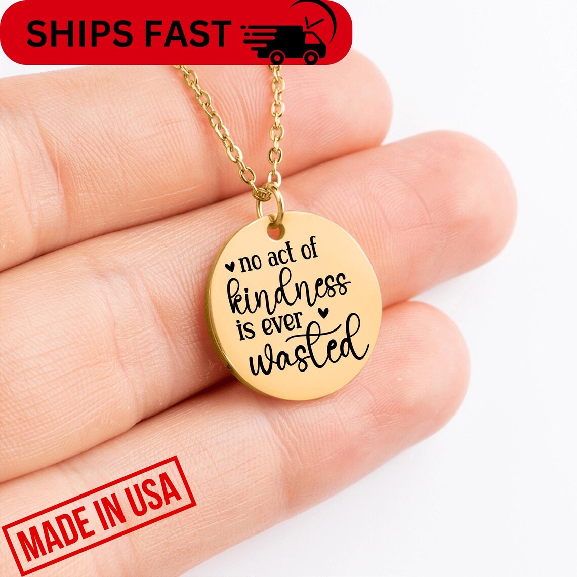 No Act of Kindness is Ever Wasted - Inspirational Coin Necklace, Unique ...