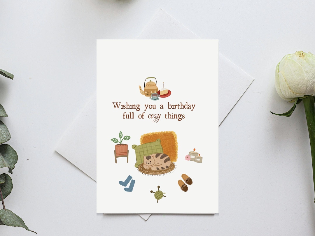 Printable Birthday Card, Happy Birthday Card, Cozy Card, Cosy Card ...