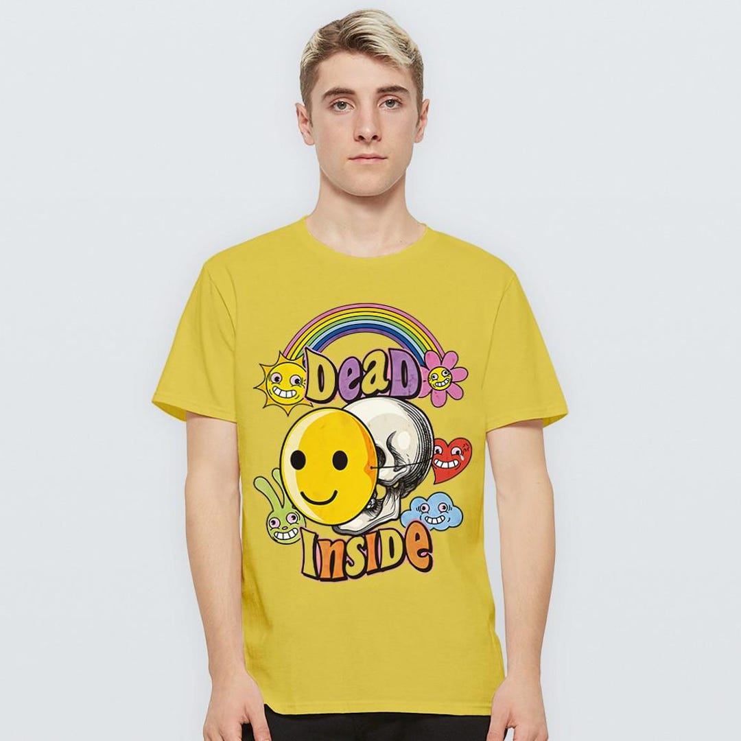 Dead Inside Funny Smiley Face Skull T-shirt, Men's and Women's Sizes ...
